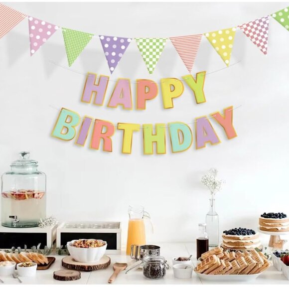 Party Supplies | 52 Pastel Happy Birthday Banner Kit Nwt | Poshmark